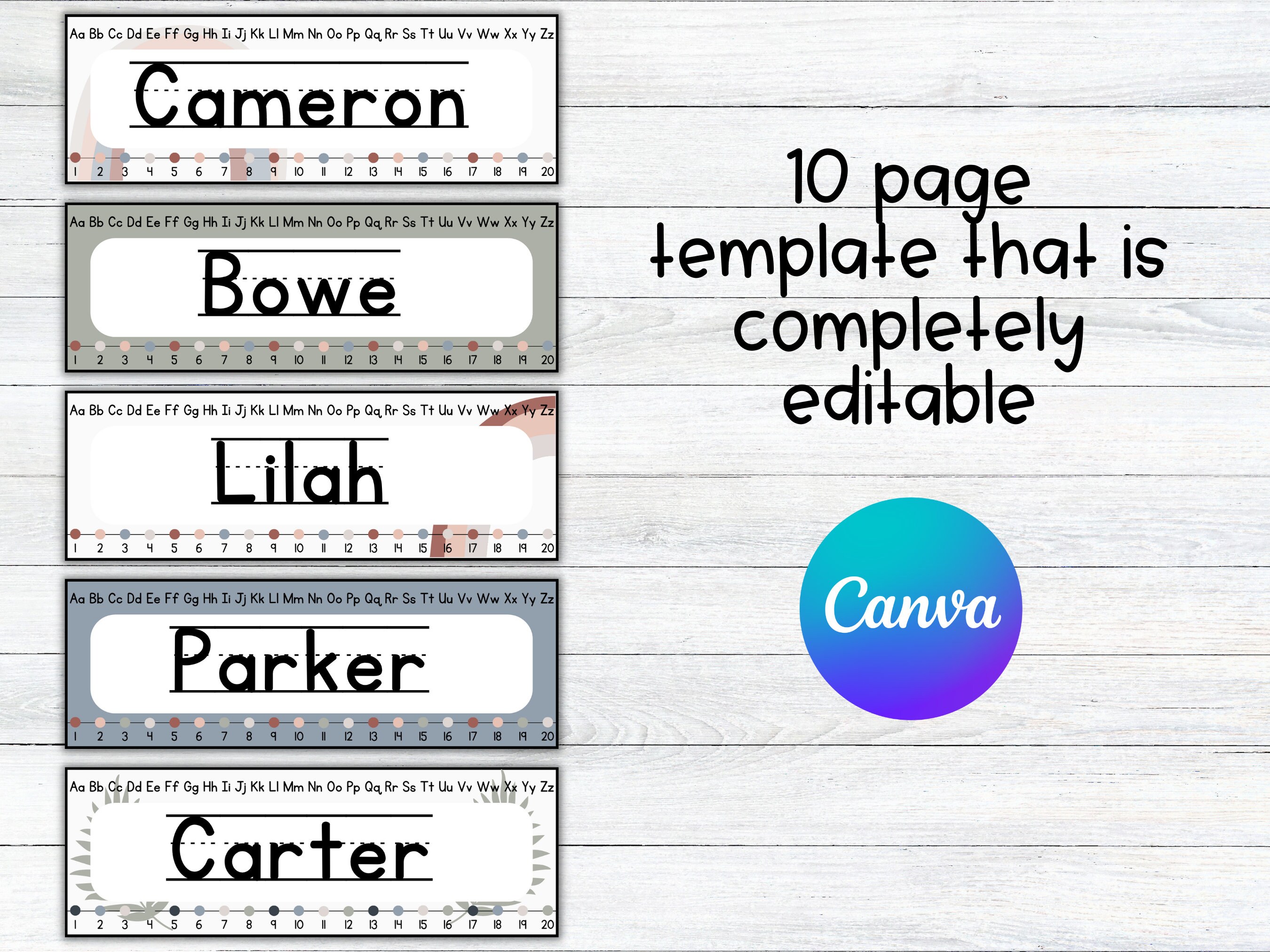 Boho Rainbow Desk Name Tags Editable Classroom Decor Back - Etsy