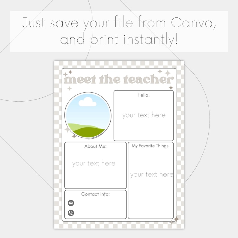 Editable Meet the Teacher Template, Neutral Checkered Back to School ...
