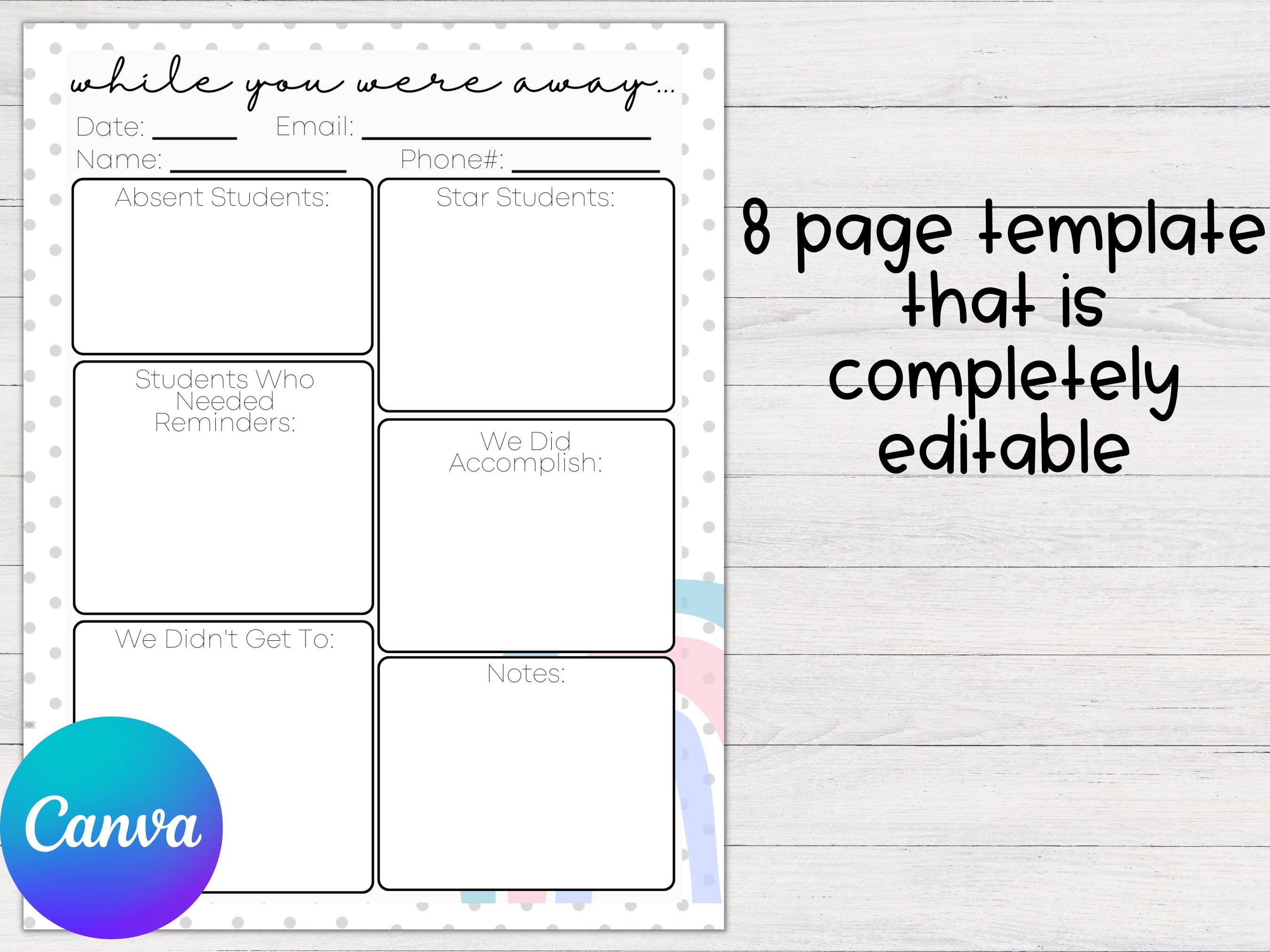 Note From the Substitute Teacher Template | Editable, Substitute ...