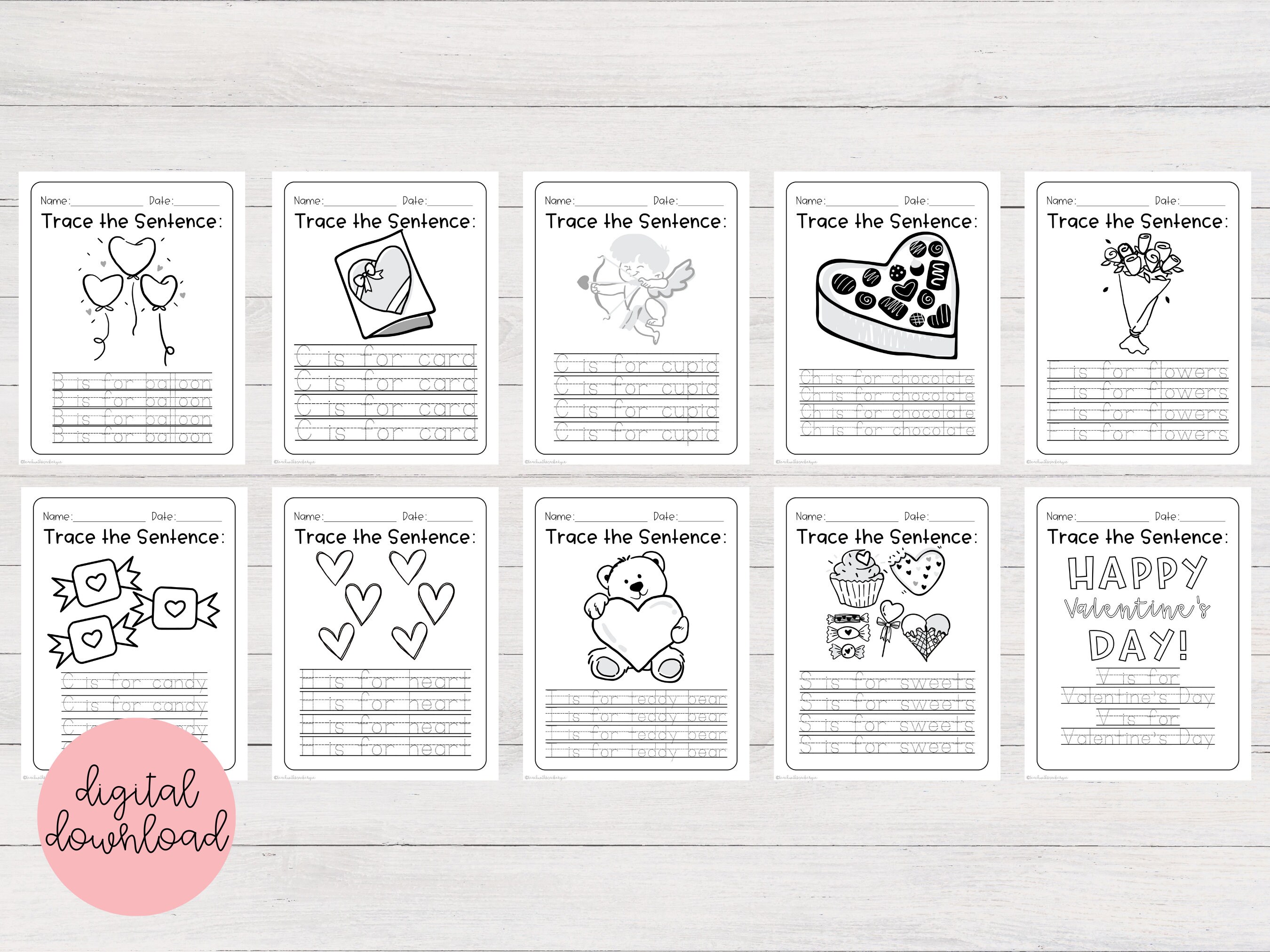 Valentine's Day Worksheet Bundle Printable Valentines Day Worksheets ...