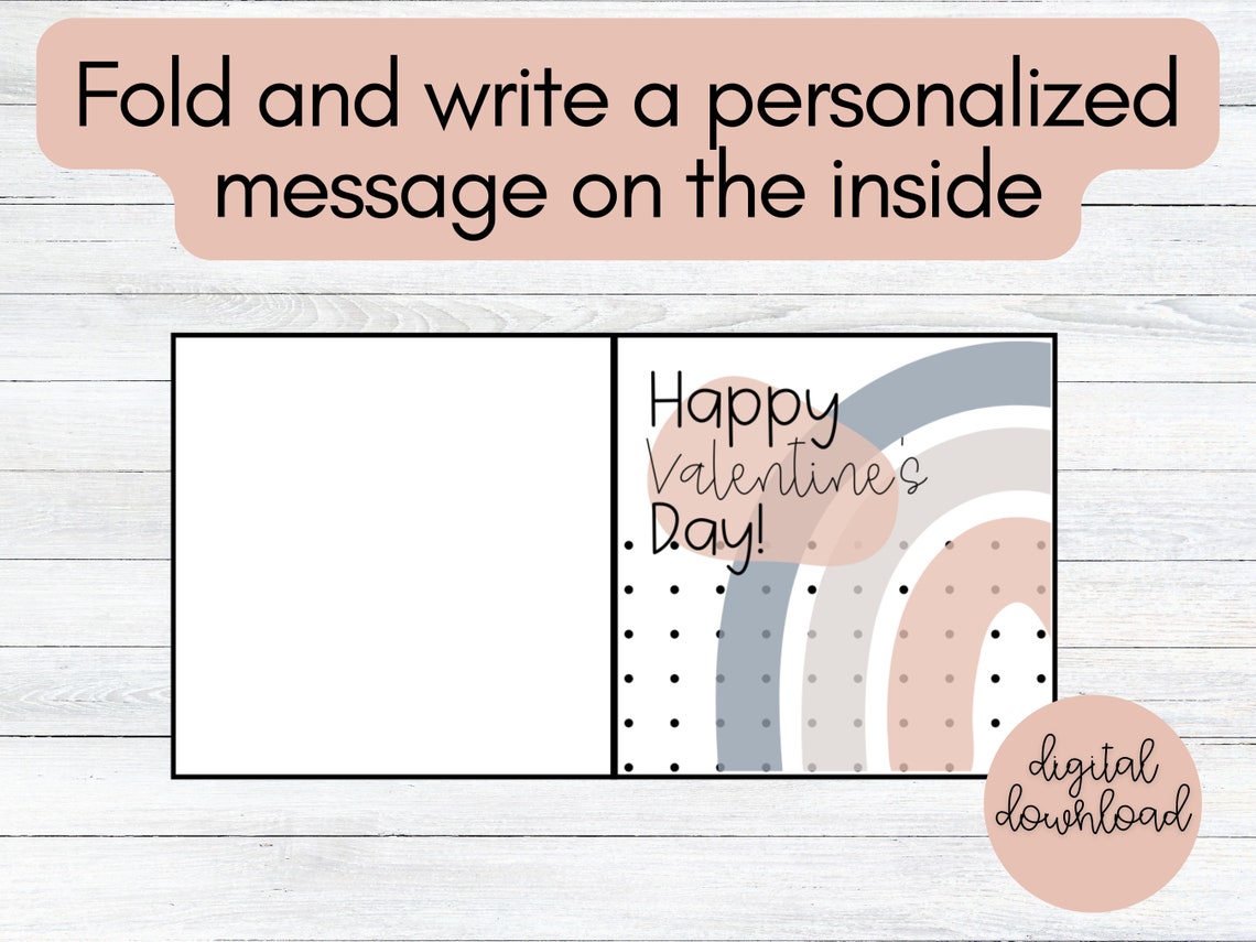 Boho Rainbow Valentine's Day Cards Printable - Etsy