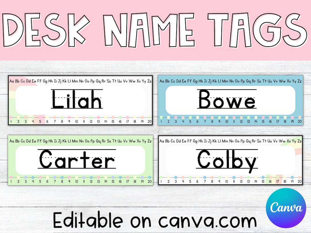 Pastel Rainbow Desk Name Tags | Editable | Classroom Decor, Back to ...