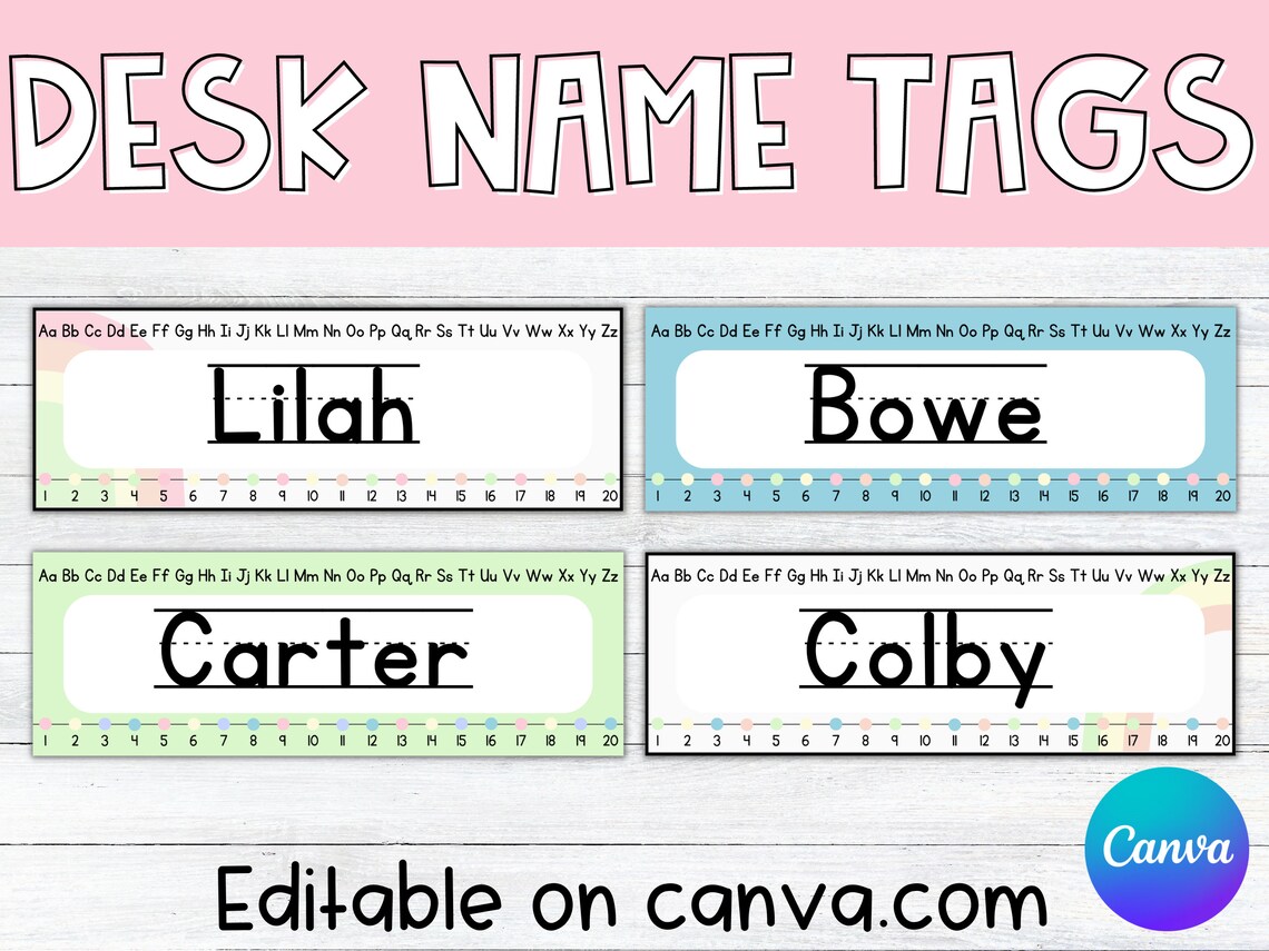 Pastel Rainbow Desk Name Tags | Editable | Classroom Decor, Back to ...