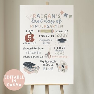 First Day of School Sign, Last Day of School Poster, Editable First Day ...