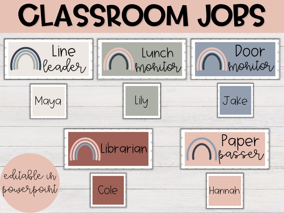 Boho Rainbow Classroom Job Labels | Editable | Polka Dot, Classroom ...