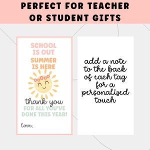 Last Day of School Gift Tags | Editable and Printable Teacher Gift Tag ...