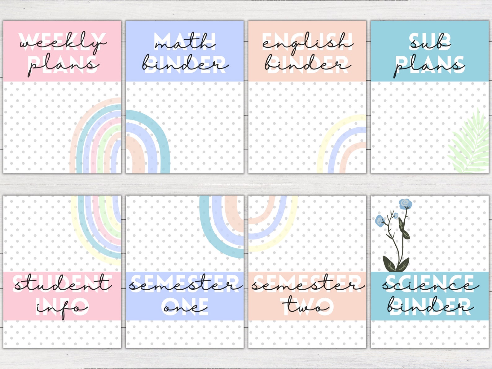 Editable Binder Covers Pastel Rainbow Printable Binder - Etsy