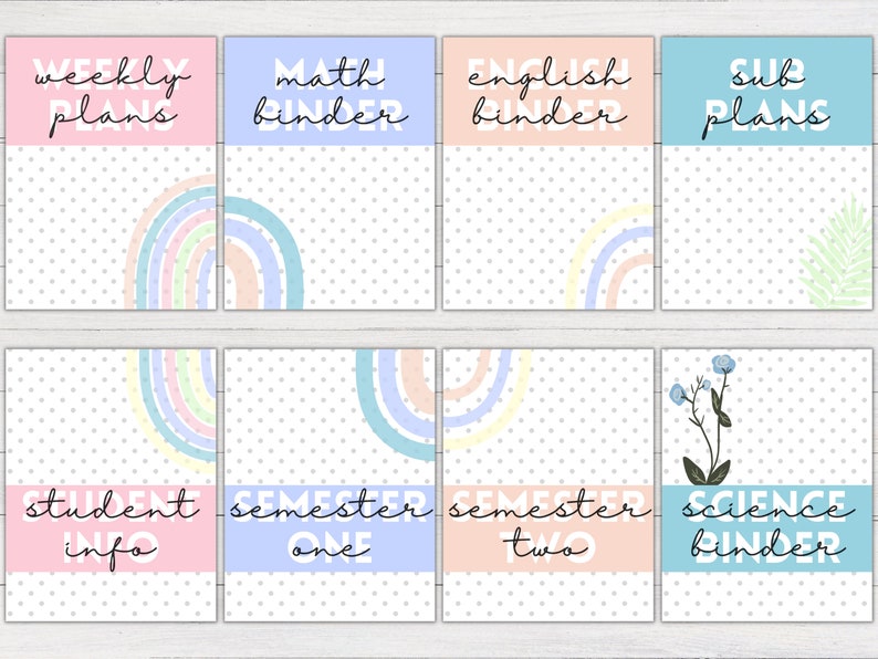 Editable Binder Covers Pastel Rainbow Printable Binder - Etsy