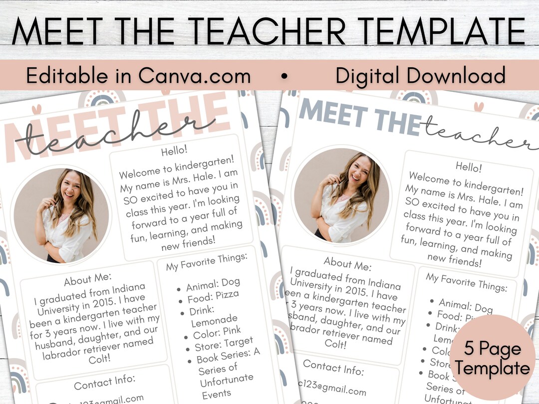 Boho Rainbow Meet the Teacher Template | Editable Meet the Teacher ...