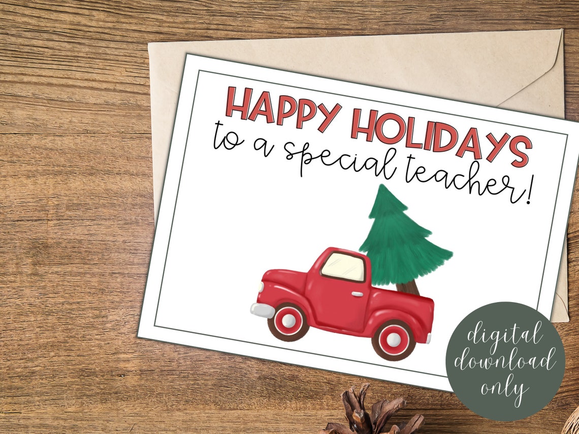 Printable Christmas Cards for Teacher Teacher Gift - Etsy