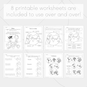 Parts of a Globe Worksheets for First Grade | Printable Globe Worksheet ...