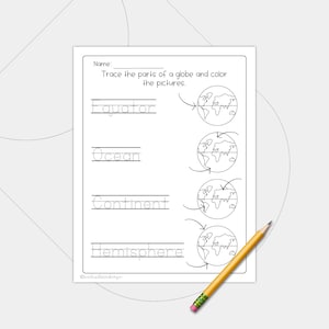 Parts of a Globe Worksheets for First Grade | Printable Globe Worksheet ...