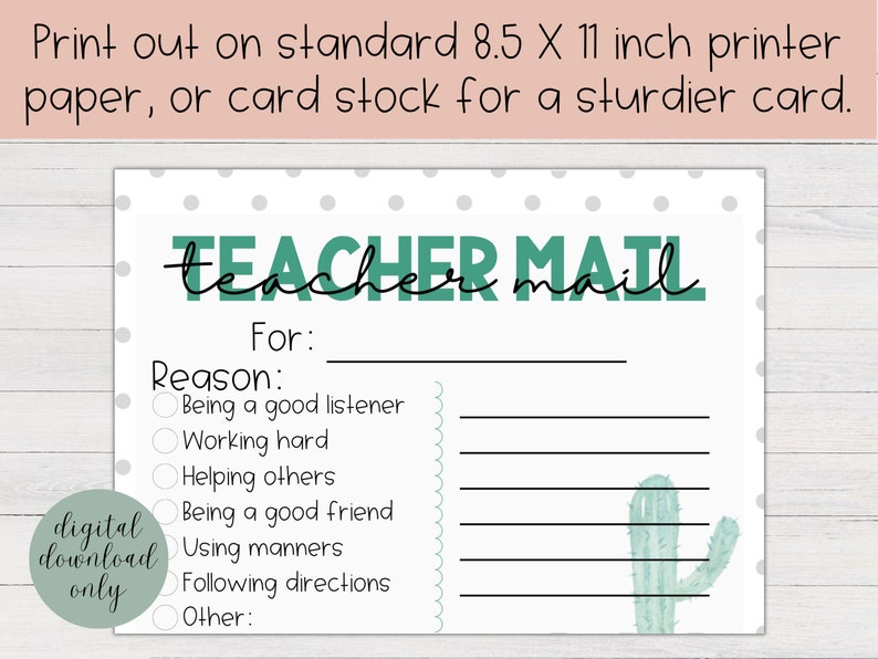 Printable Teacher Mail | Cactus, Cactus Classroom, Back to School ...