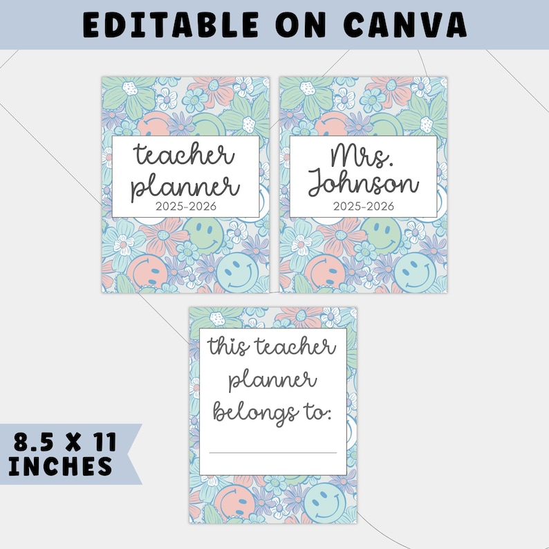 2025-2026 Teacher Planner Printable | Editable Teacher Planner PDF ...