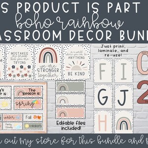 Boho Rainbow Number Posters Classroom Decor Classroom - Etsy