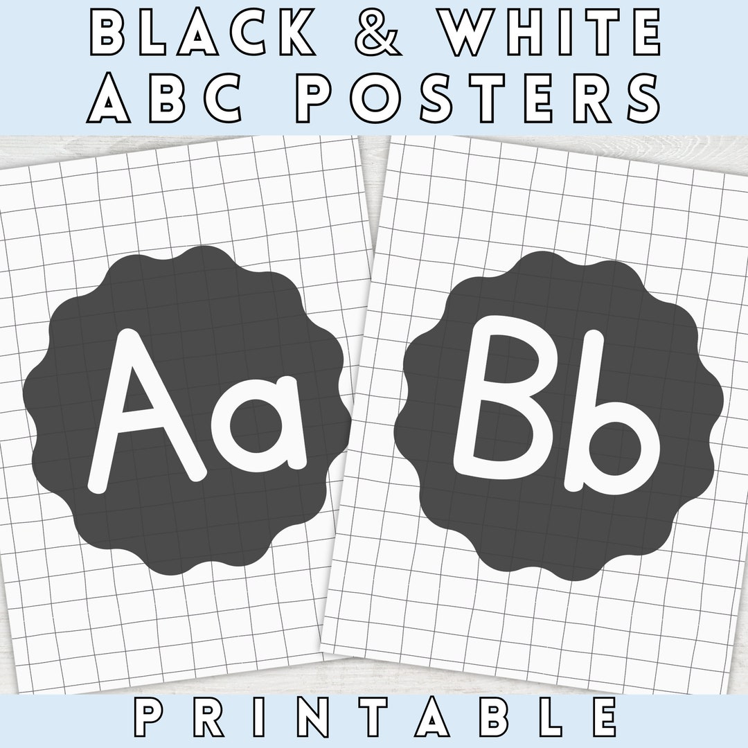 Black and White Alphabet Posters for Minimal Classroom Decor, Black ...