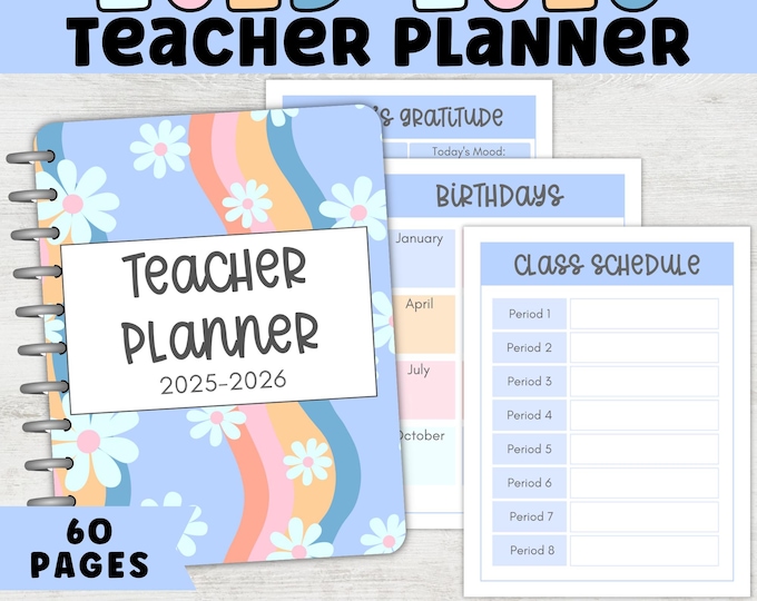 Printable Teacher Planner 2023-2024 | Boho Rainbow, Teacher Binder ...