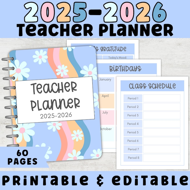 Printable and Editable Teacher Planner | 2025-2026 Digital Teacher ...