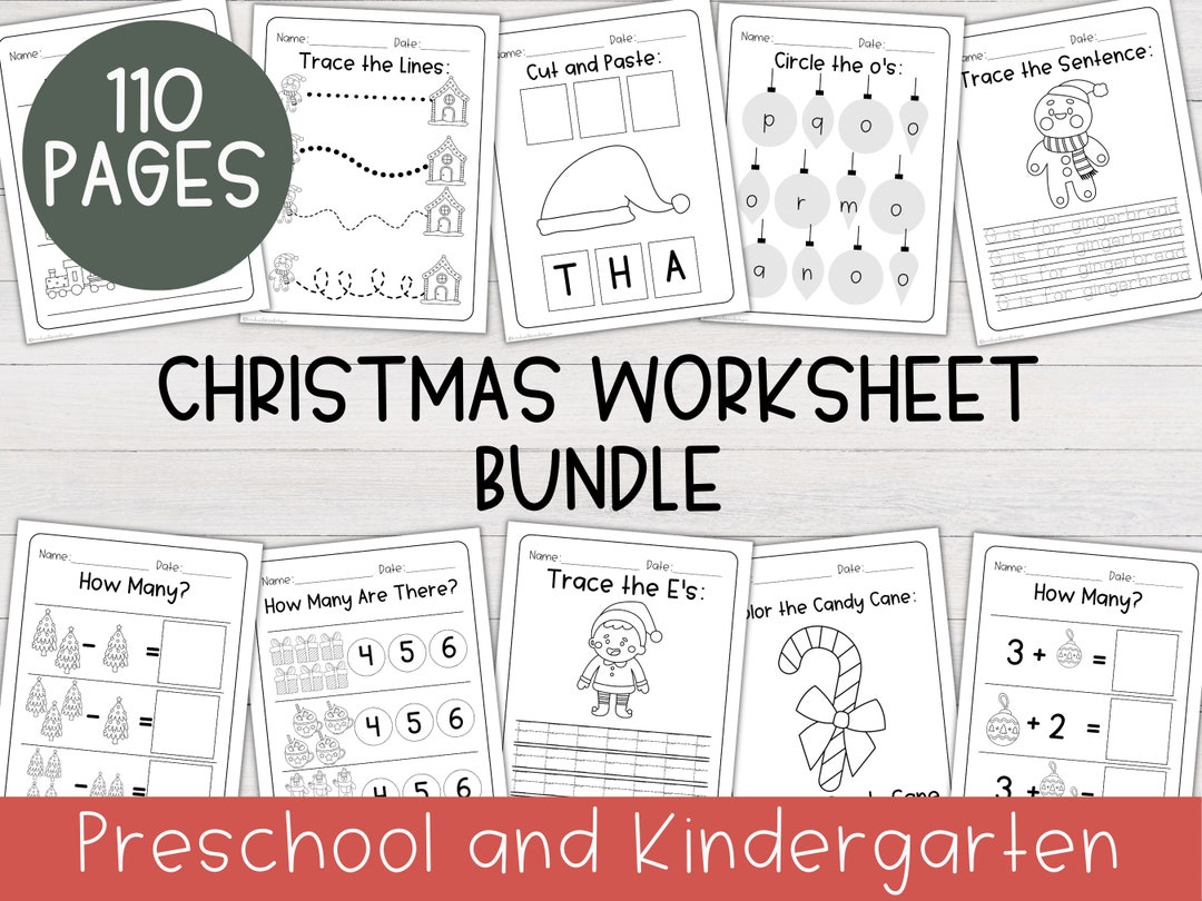 Christmas Worksheet Bundle | Kindergarten Worksheets, Preschool ...