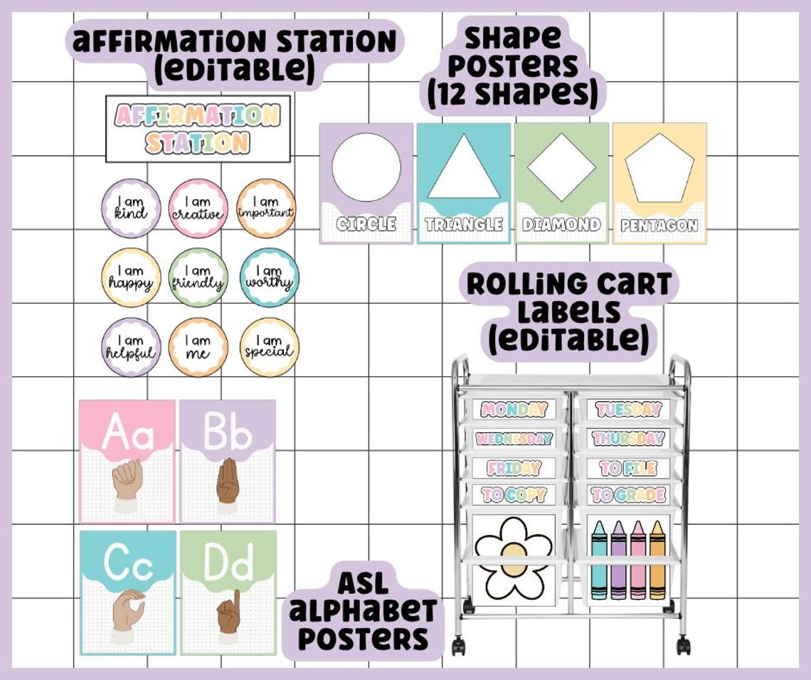 Pastel Rainbow Classroom Decor Bundle | Classroom Theme, Editable Canva ...