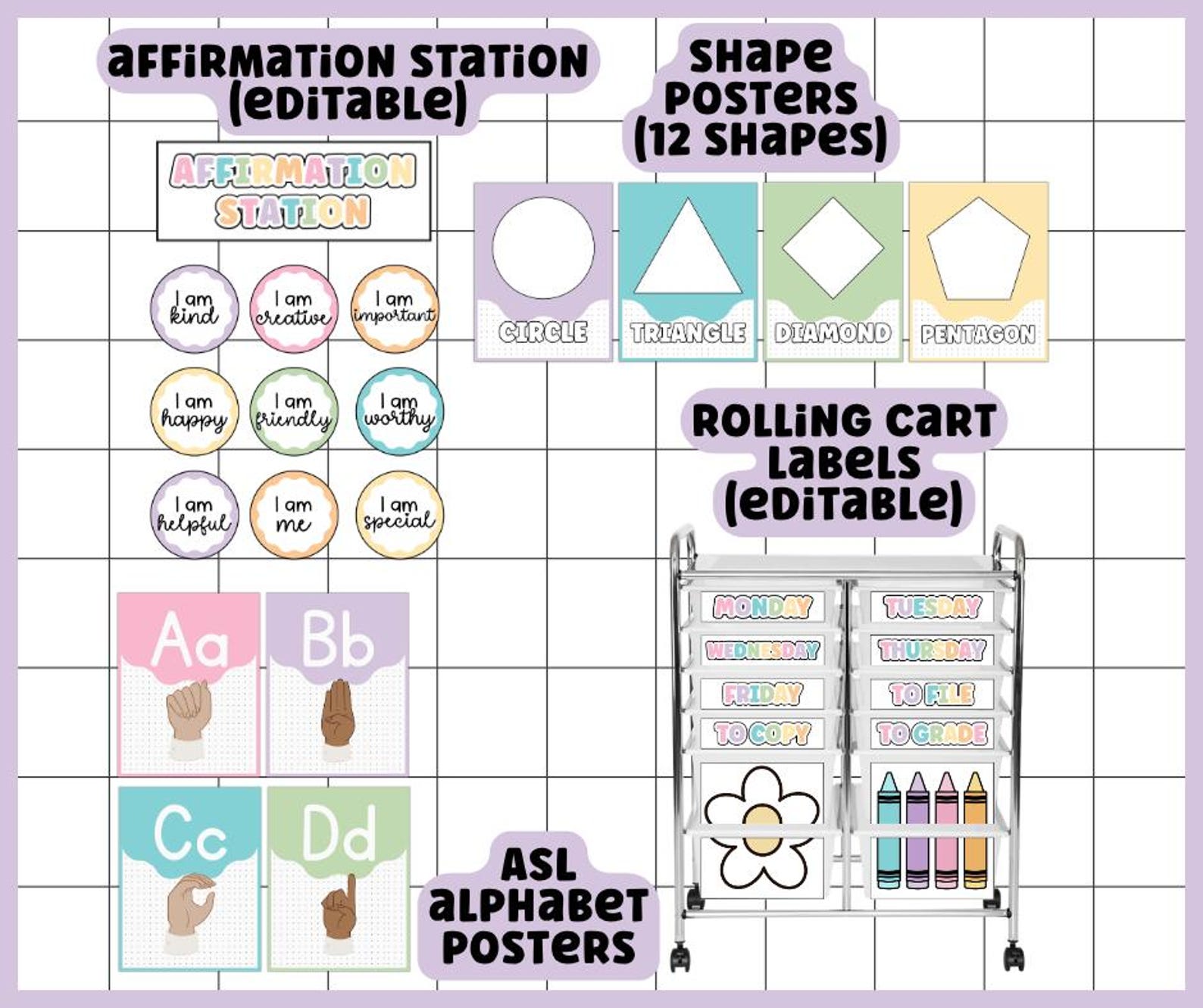 Pastel Rainbow Classroom Decor Bundle | Classroom Theme, Editable Canva ...
