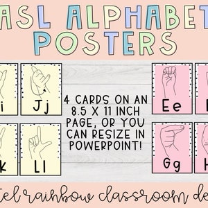 Pastel Rainbow American Sign Language Alphabet Posters - Etsy