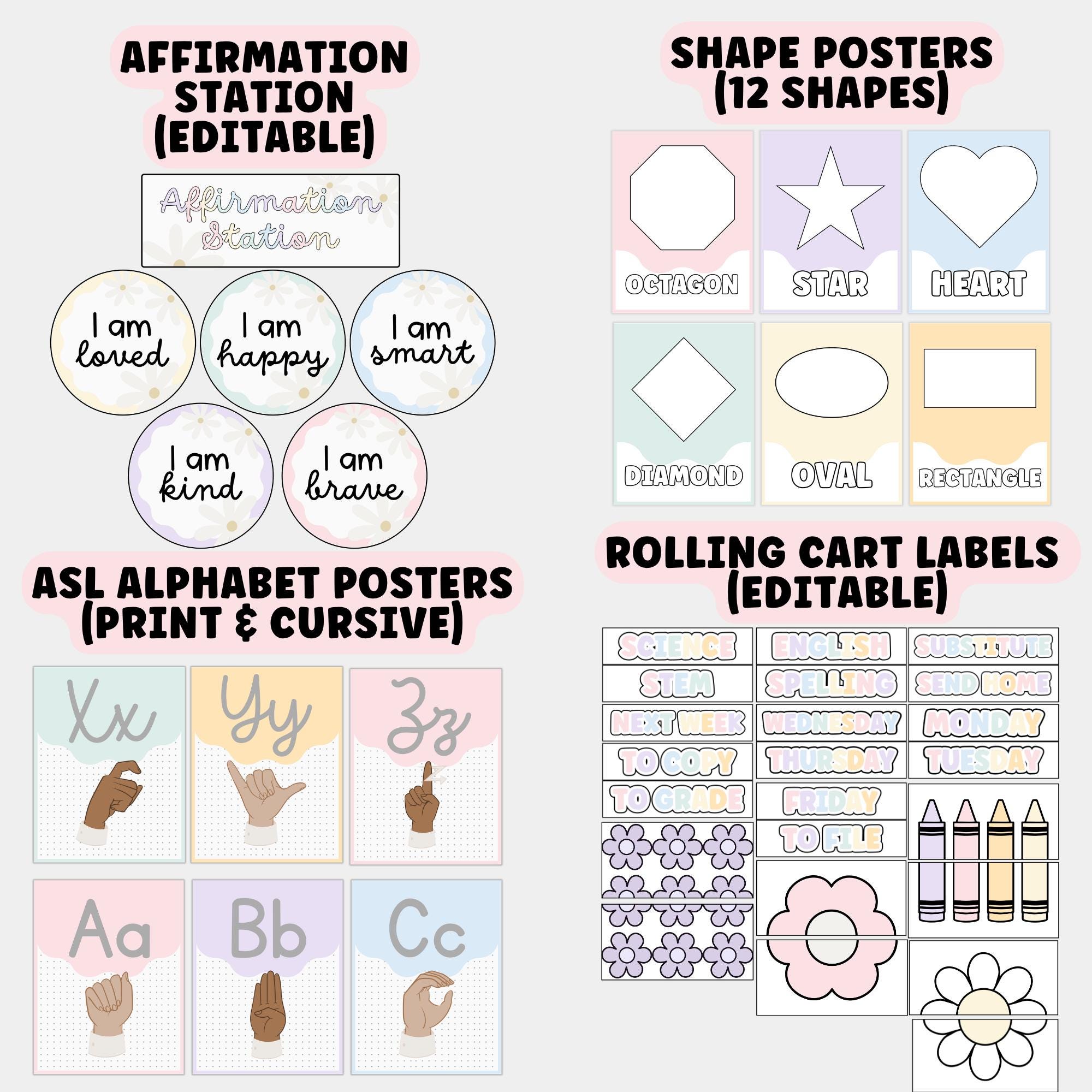 Daisy Pastel Classroom Decor Bundle | Classroom Theme, Editable Canva ...