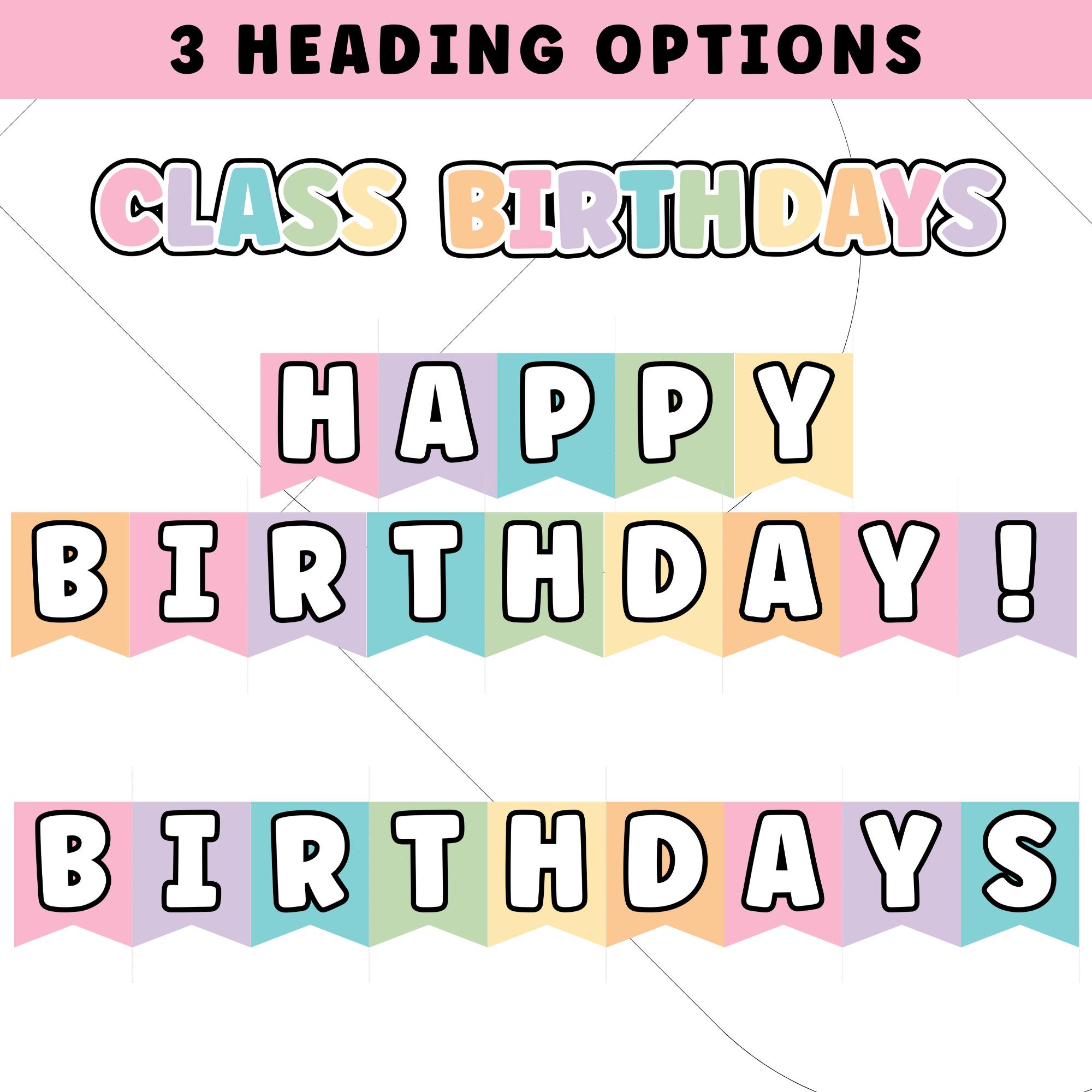 Editable Birthday Display Bulletin Board | Pastel Rainbow Classroom ...