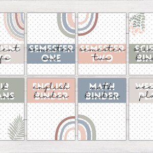 Binder Cover and Spines | Editable | Boho Rainbow, Binder Covers ...