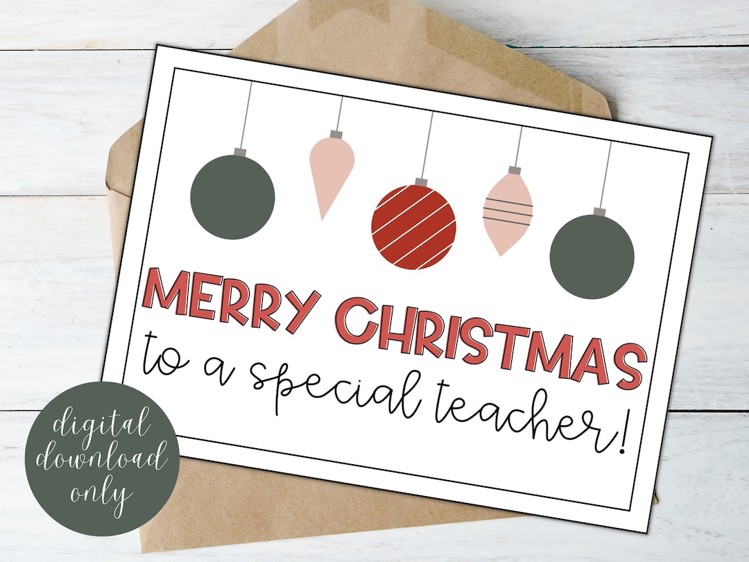 Printable Christmas Cards for Teacher | Teacher Gift, Printable Holiday ...