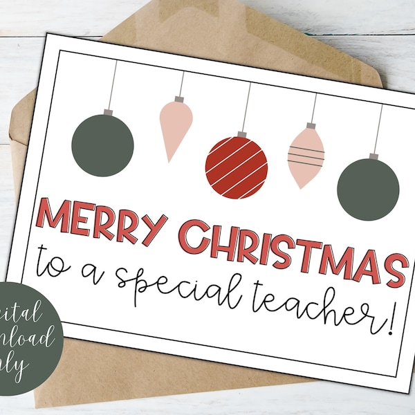 Teacher Appreciation Christmas Card - Etsy