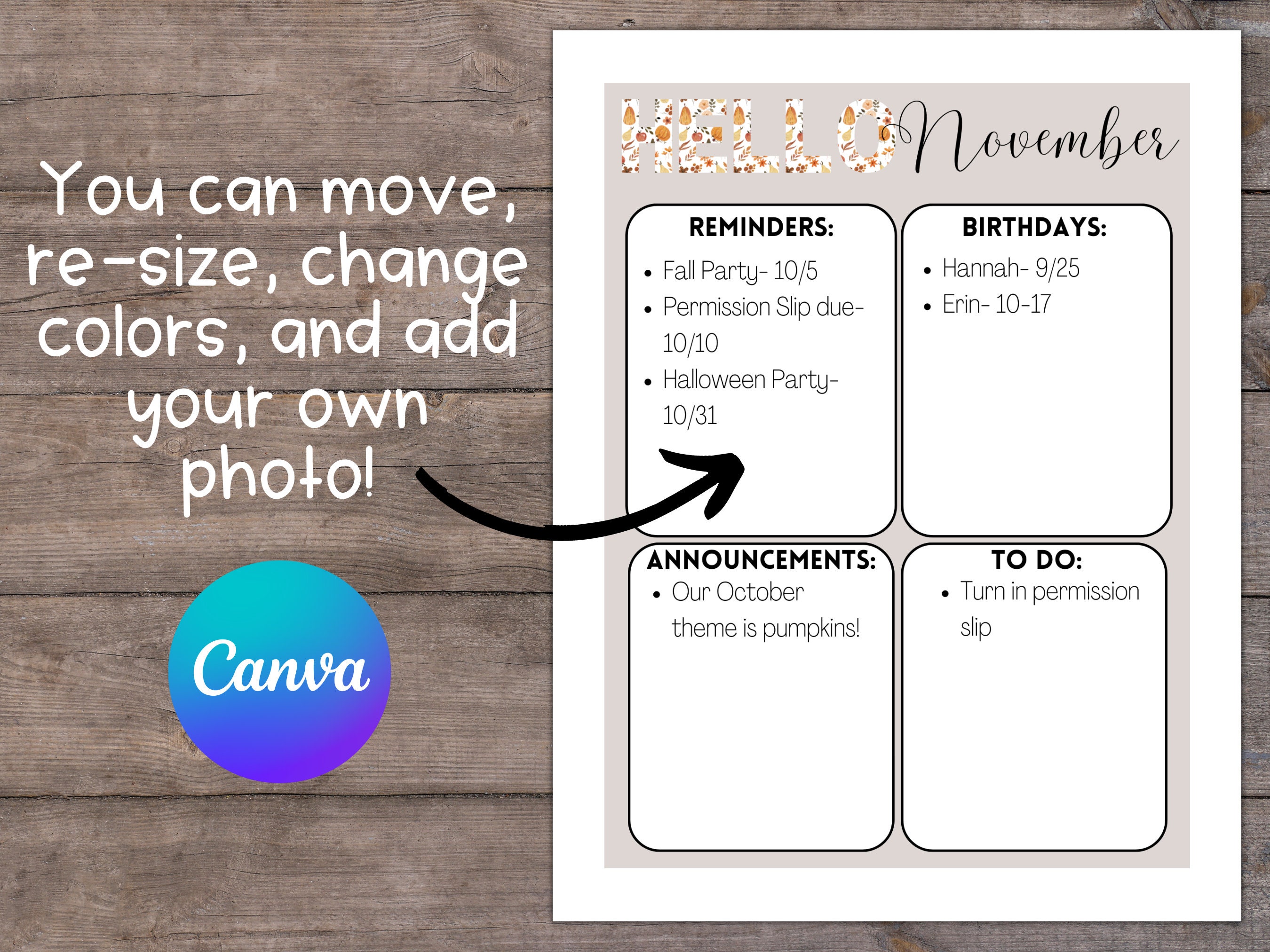 Editable Fall Teacher Newsletter Template Watercolor, Floral, School ...