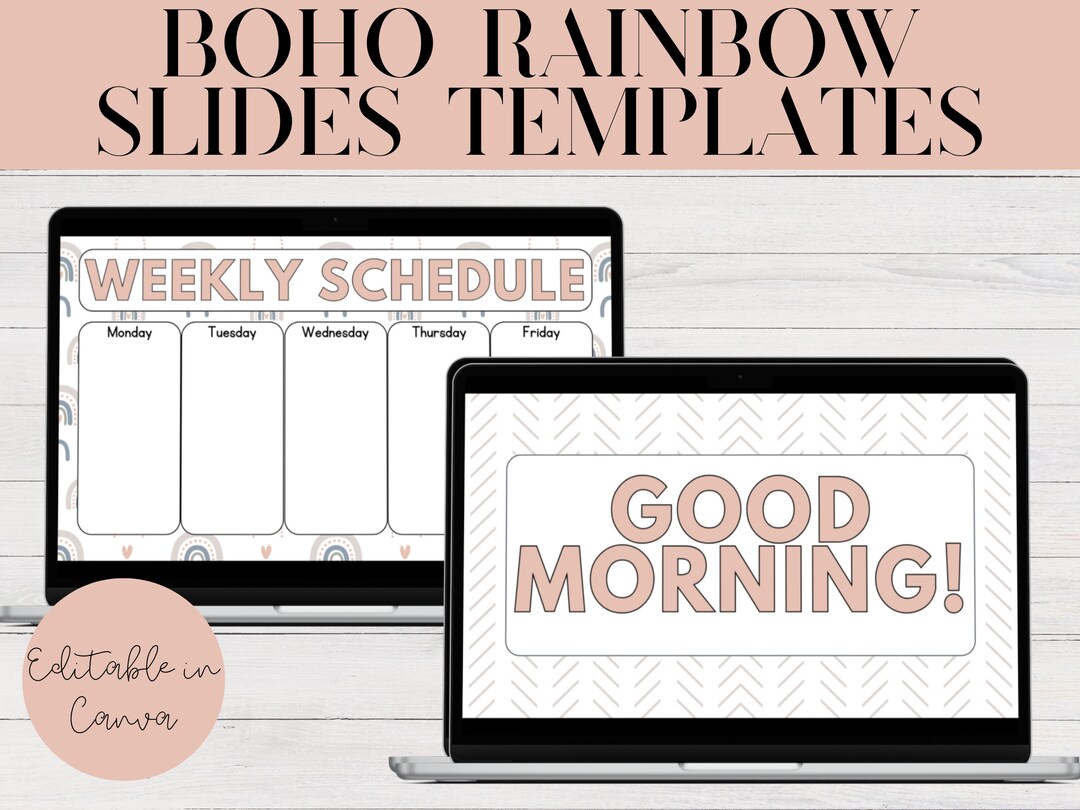 Boho Slides Templates | Boho Rainbow Classroom Decor, Powerpoint Slides ...