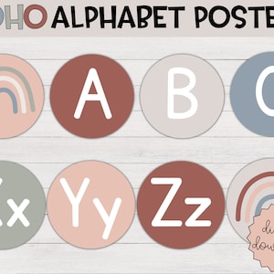 Boho Rainbow Alphabet Posters Classroom Decor Printable Wall - Etsy