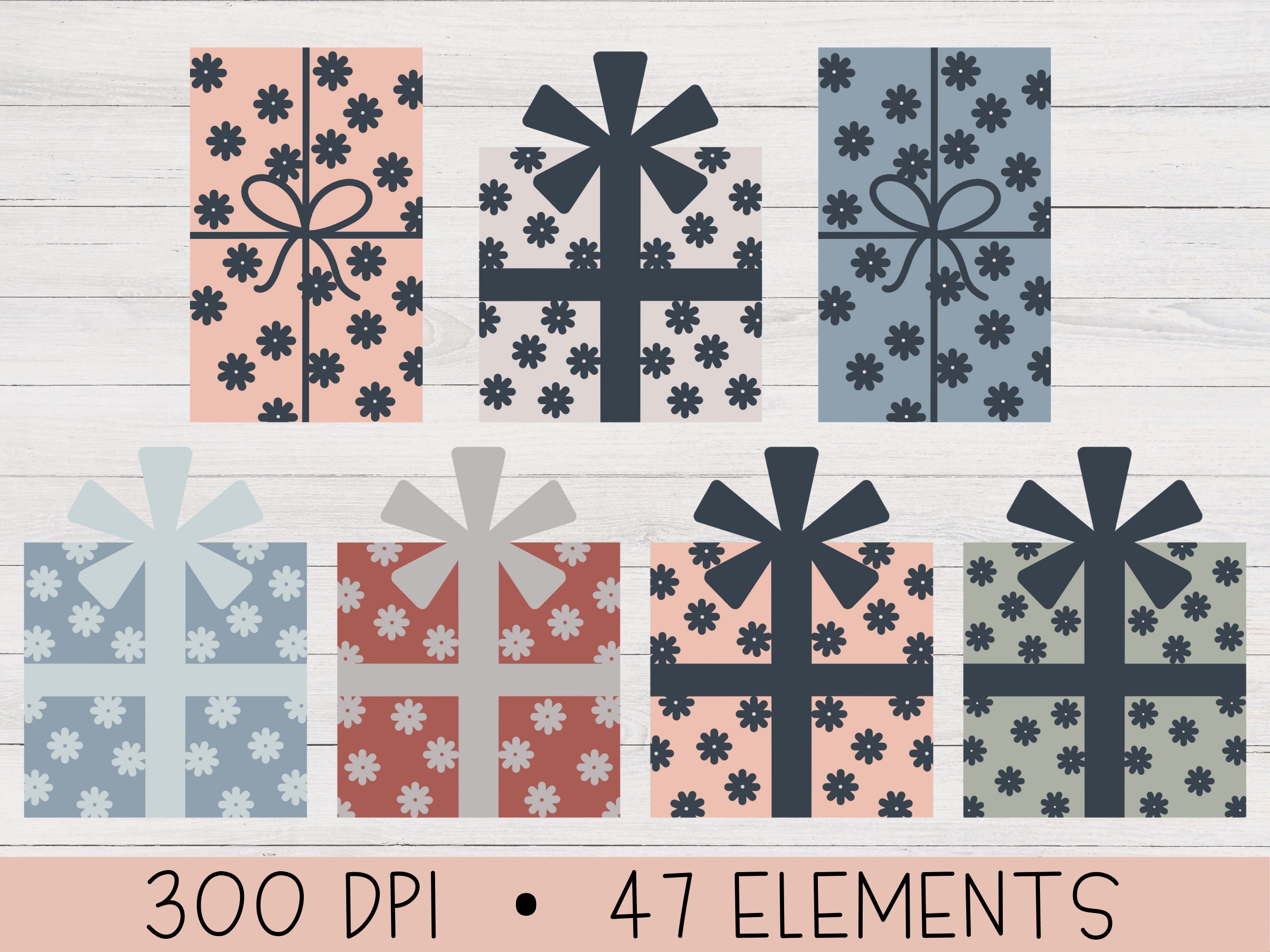 Boho Christmas Gift Clipart Boho Christmas Present Clipart - Etsy