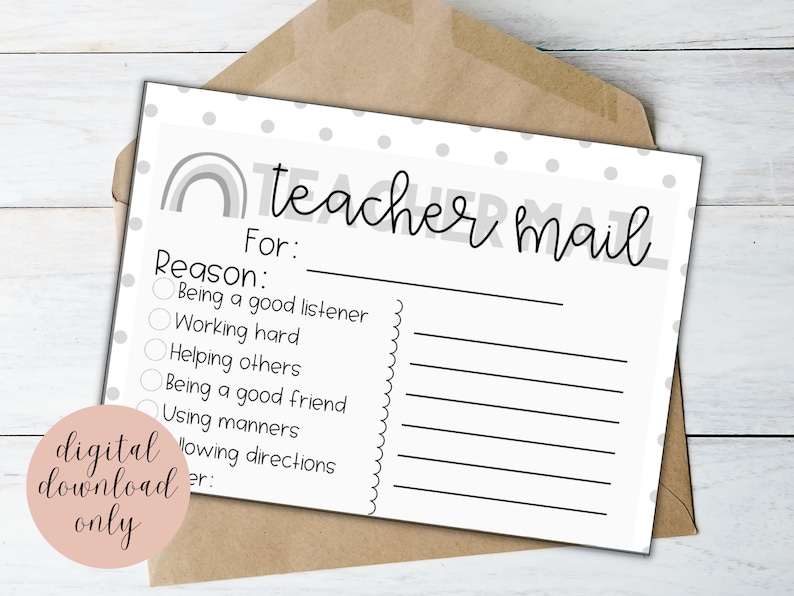 Printable Teacher Mail Black and White Teacher Mail, Grayscale, Back to ...