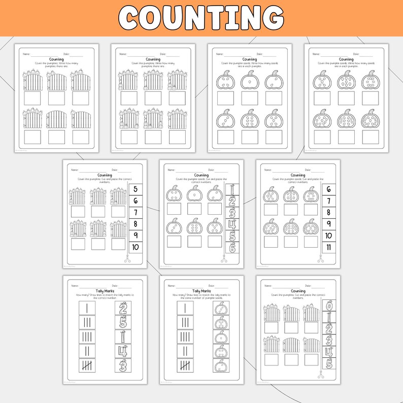Fall No Prep Math Worksheet Bundle for Kindergarten | Homeschool ...