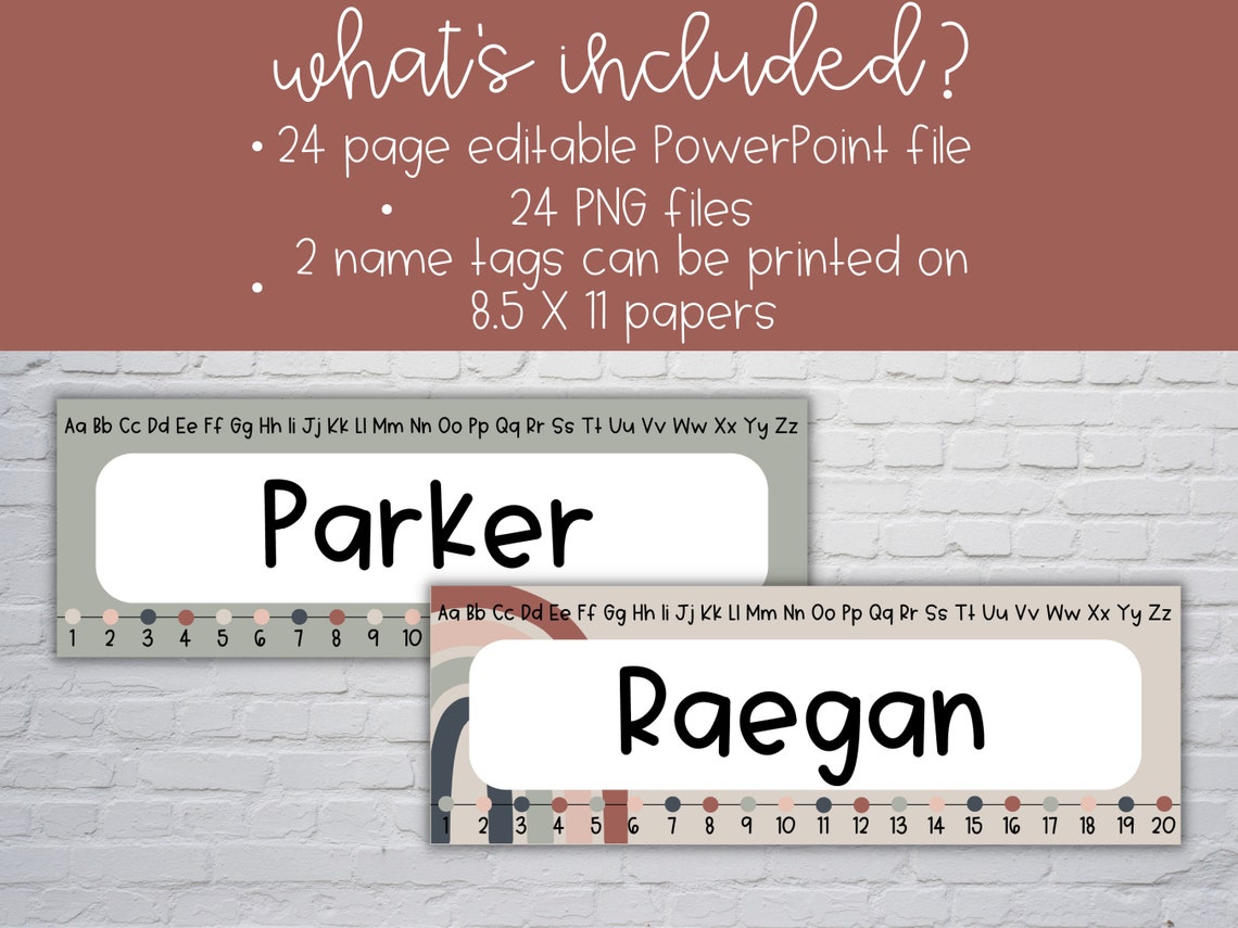 Boho Rainbow Editable Desk Name Tags Classroom Labels for - Etsy