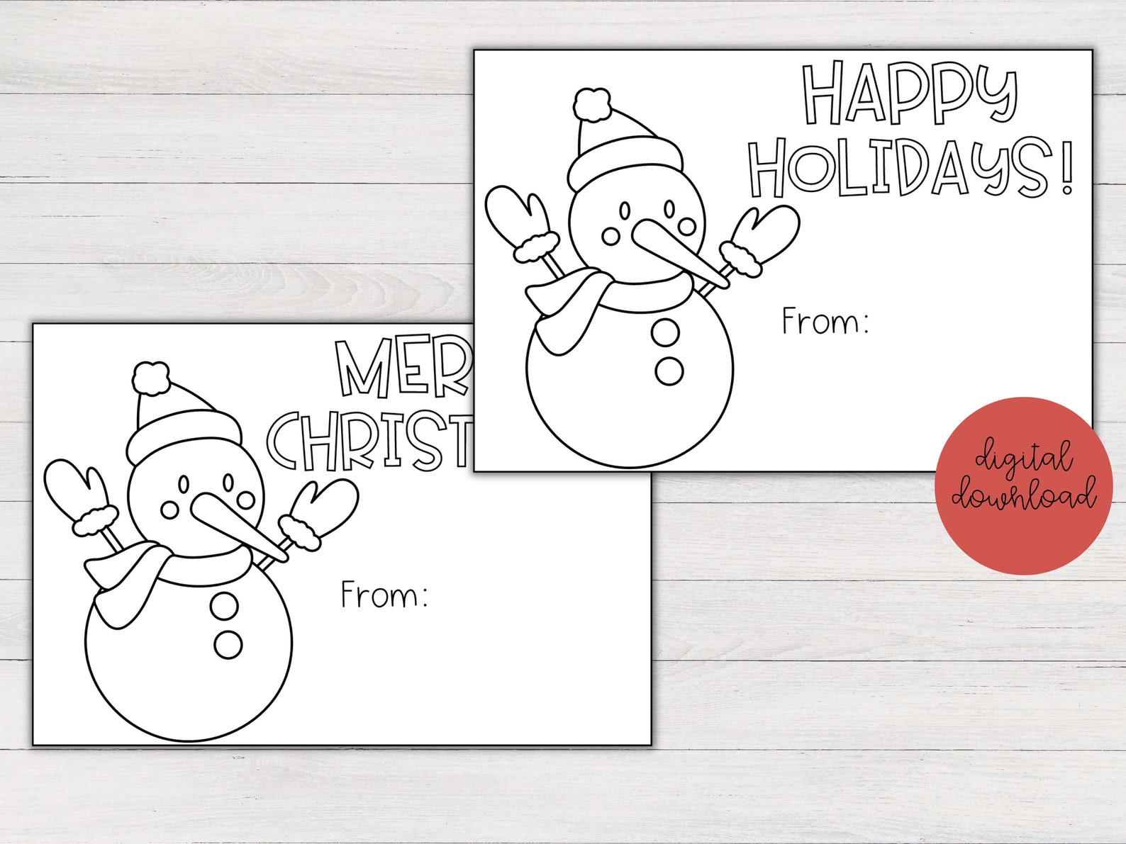 Coloring Christmas Cards Printable Christmas Cards to Color - Etsy