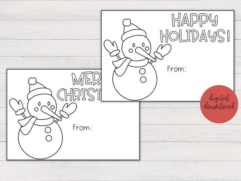 Coloring Christmas Cards Printable Christmas Cards to Color - Etsy