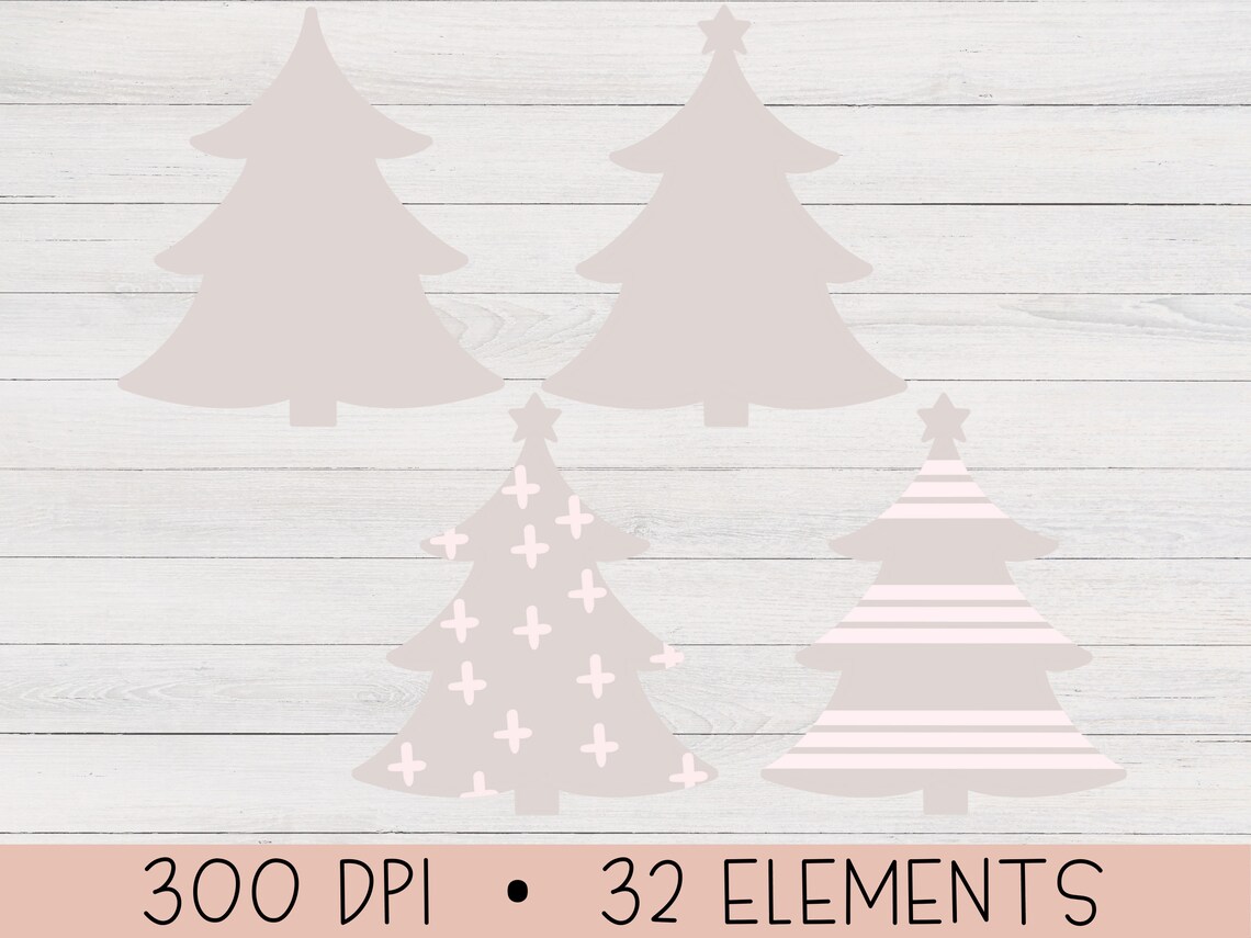 Boho Christmas Tree Clipart Boho Rainbow Christmas Clipart - Etsy