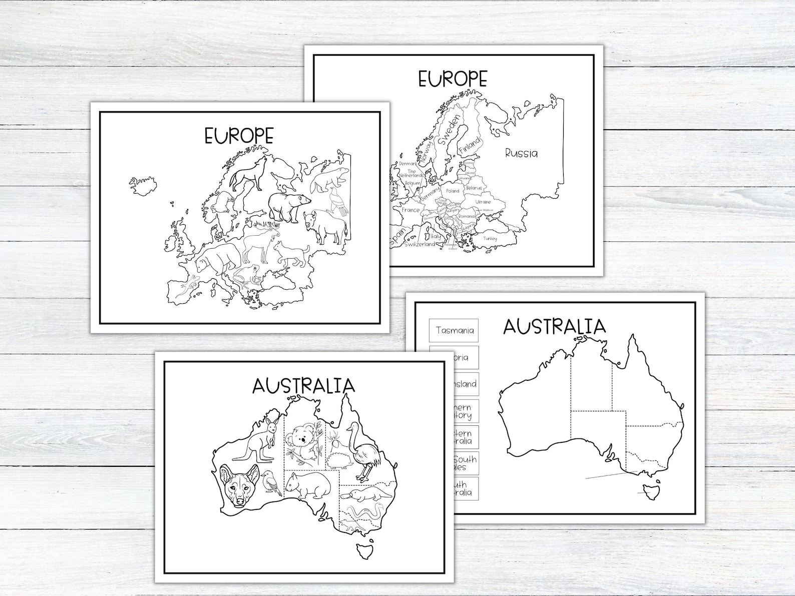 7 Continents Maps and Coloring Sheets Worksheets Homeschool - Etsy