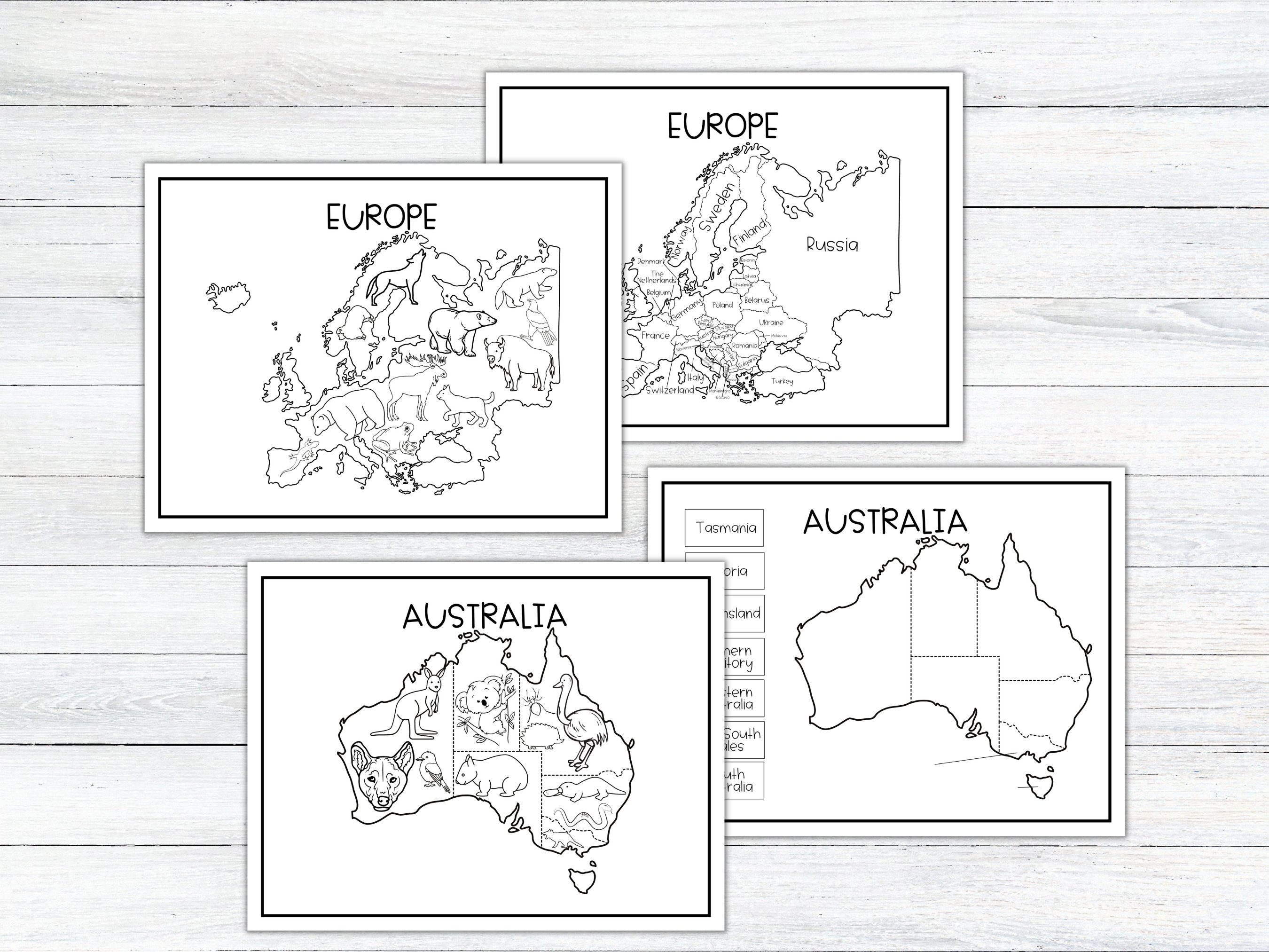 7 Continents Maps and Coloring Sheets Worksheets Homeschool - Etsy