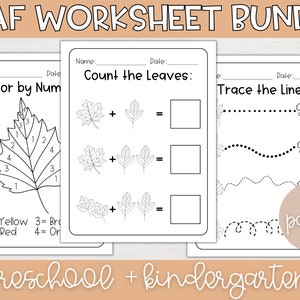 Leaf Worksheets | Homeschool, Worksheet Bundle, Preschool Worksheets ...