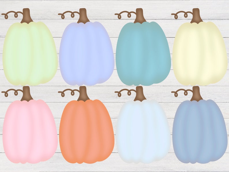 Pastel Rainbow Pumpkin Clipart Fall Clipart Thanksgiving - Etsy