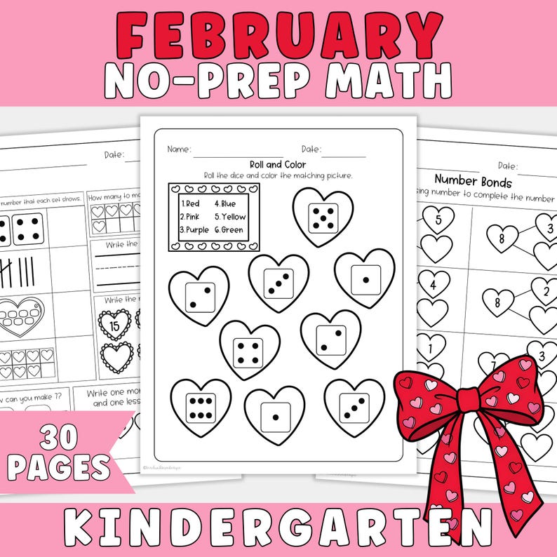 Valentine’s Day Math Worksheets for Kindergarten | February Math ...