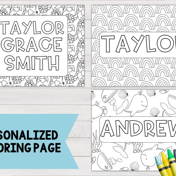 Coloring Poster for Kids With Name, Large Unicorn Coloring Banner for ...