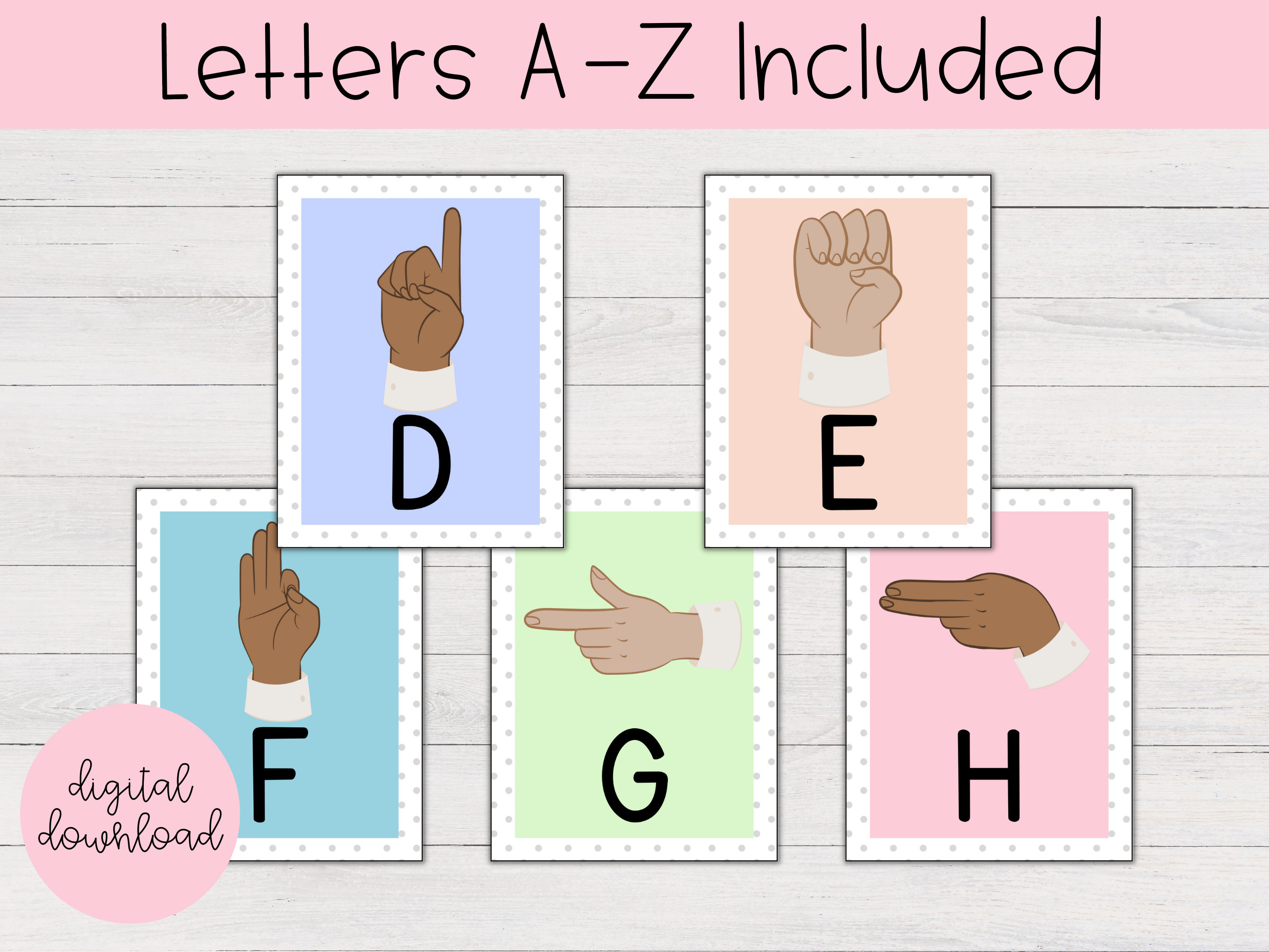 Pastel Rainbow American Sign Language Alphabet Posters - Etsy