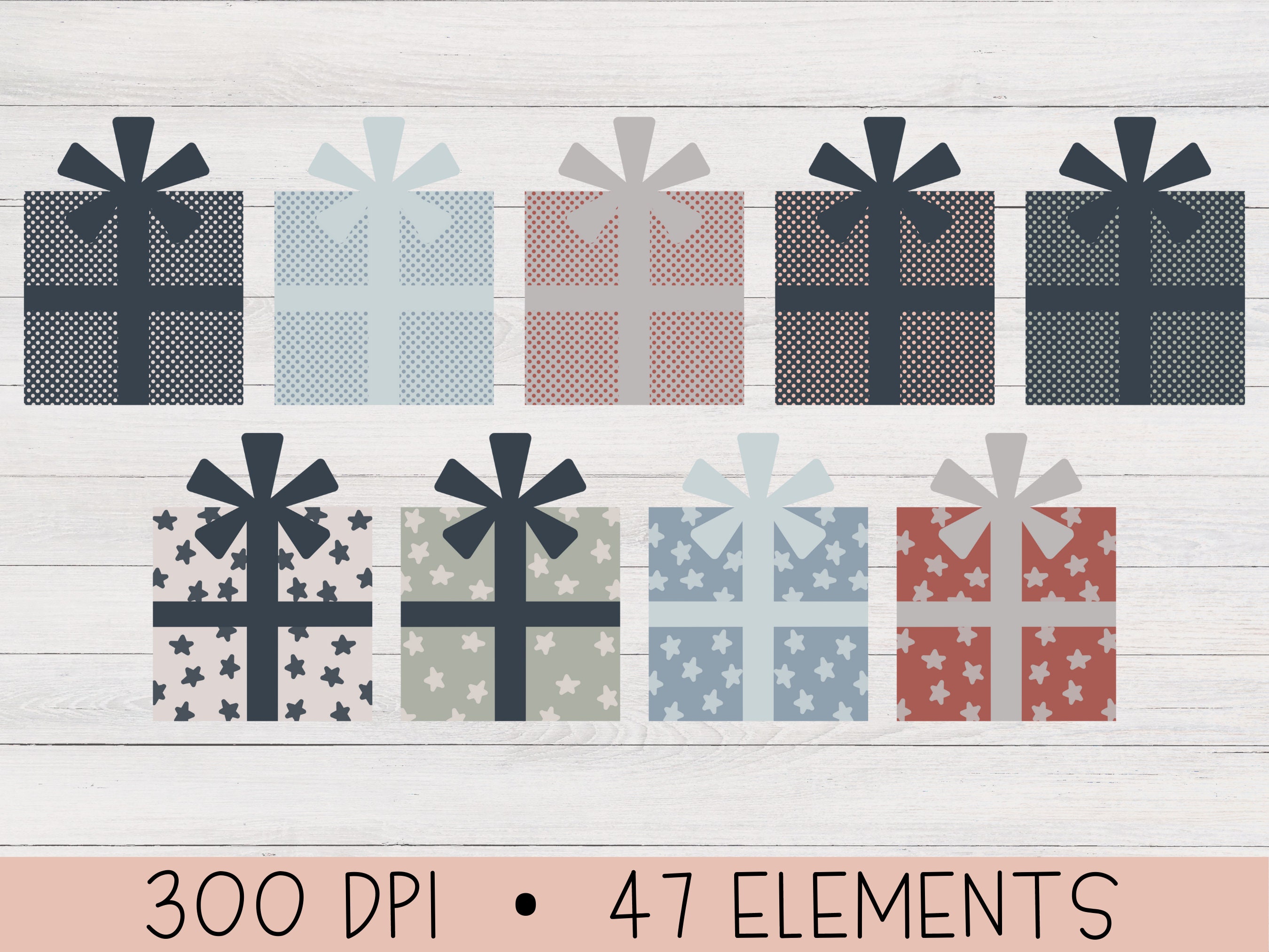 Boho Christmas Gift Clipart Boho Christmas Present Clipart - Etsy