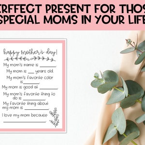 Mother's Day Fill-in-the-blank Worksheet | Mother's Day Fill in the ...